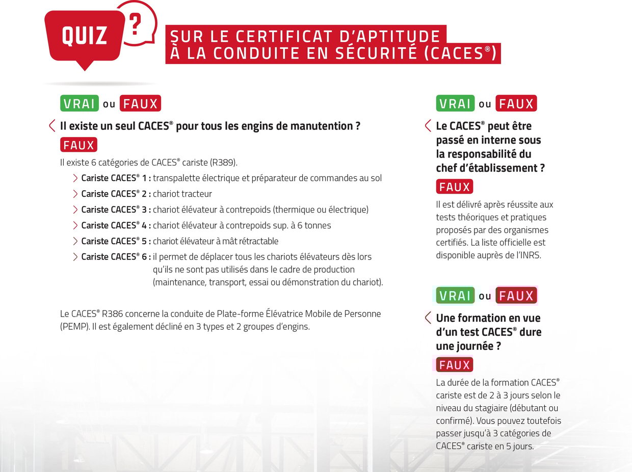 Qu'est-ce que le CACES® (Certificat d'Aptitude à la Conduite En Sécurité)