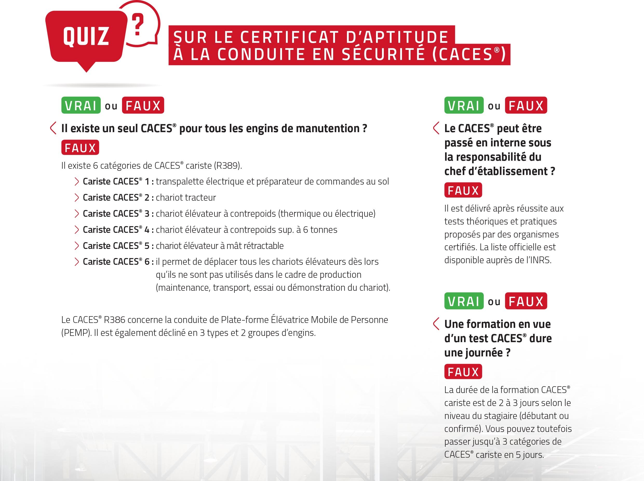 Qu'est-ce que le CACES® (Certificat d'Aptitude à la Conduite En Sécurité)